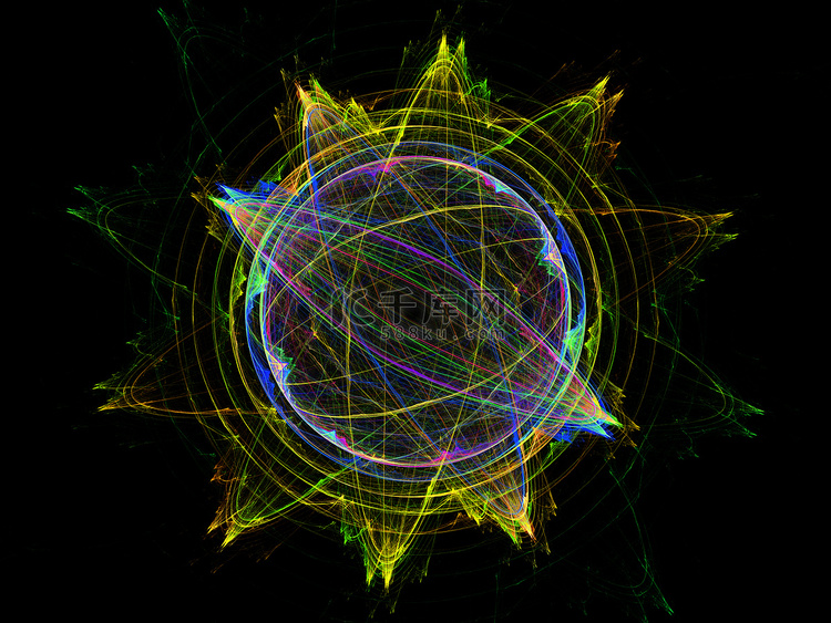 多色美丽的分形花。高清摄影大图-千库网