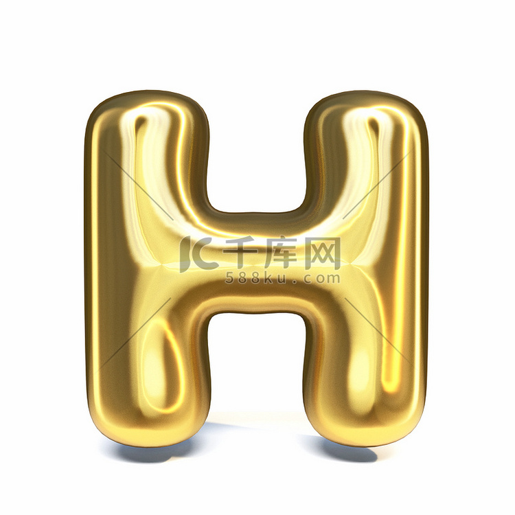 金色字体字母 H 3d高清摄影大图-千库网