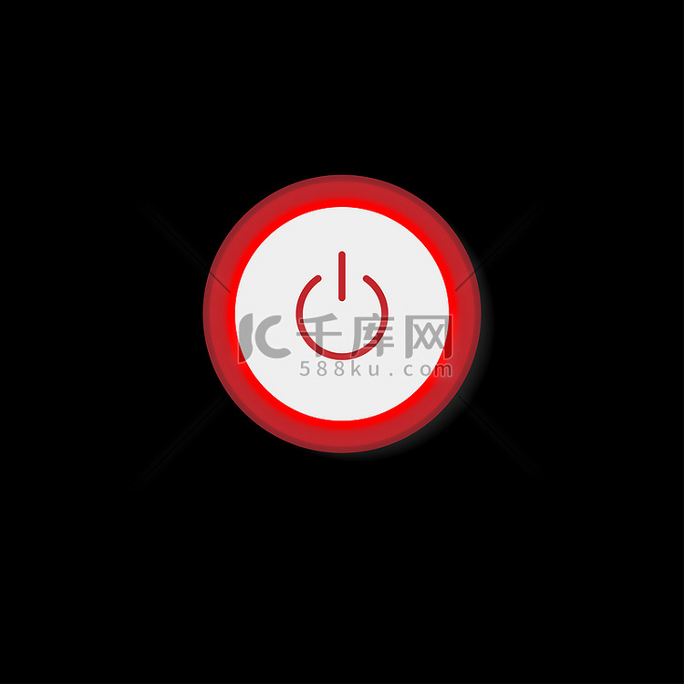 On Off Push 式电源按钮，On Off 按钮包含在黑色背景中的红色图标中，高清摄影大图-千库网
