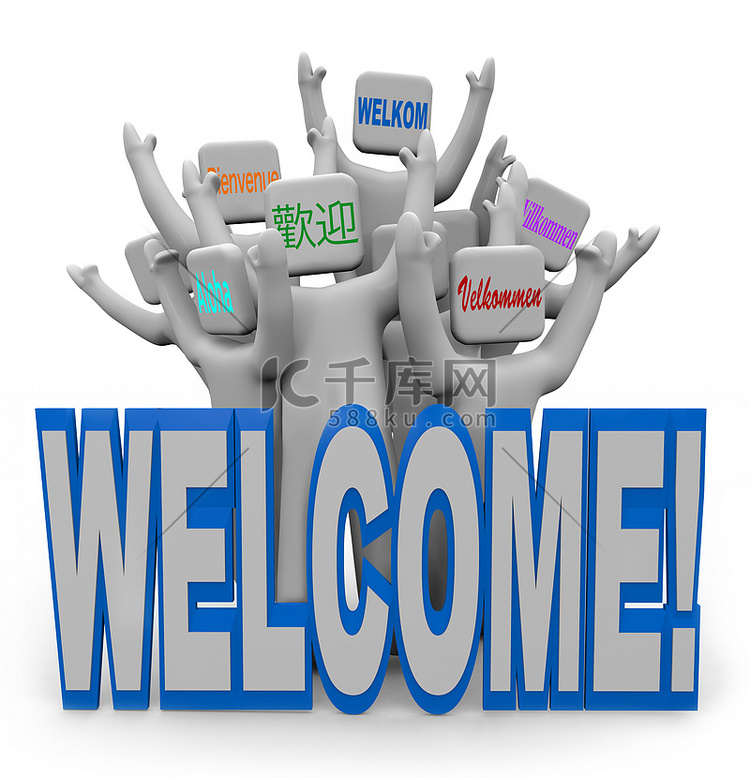 Welcome - 国际语言人员欢迎客人高清摄影大图-千库网