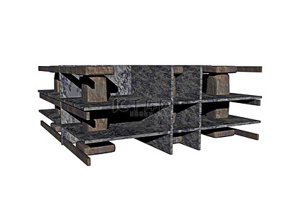 建筑废墟的钢结构高清摄影大图-千库网