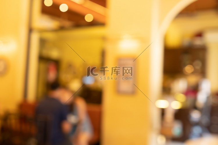 模糊咖啡和 restutant 咖啡馆与客户背景。高清摄影大图-千库网