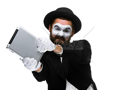 作为一名商人的 mime 使计算机大发雷霆。高清摄影大图-千库网