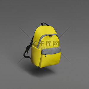 漂浮的黄色书包高清摄影大图-千库网