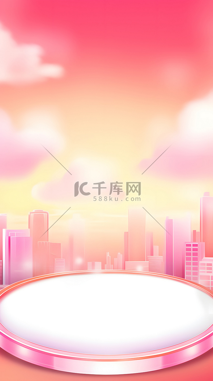 粉色电商城市背景展台背景图片免费下载_海报banner/高清大图_千库网(图片编号6428764)