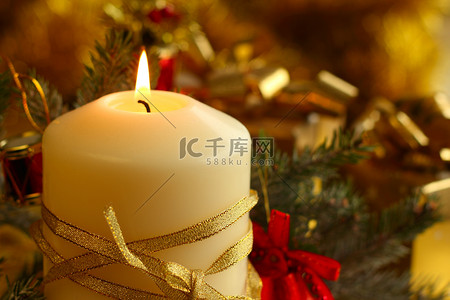 圣诞蜡烛高清摄影大图-千库网