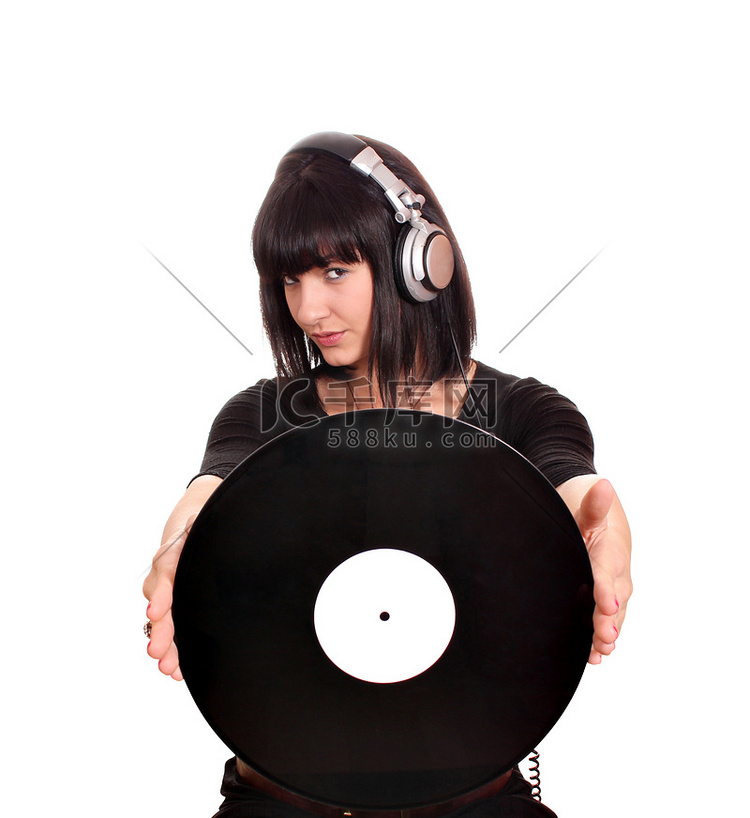美女 dj 与 lp高清摄影大图-千库网