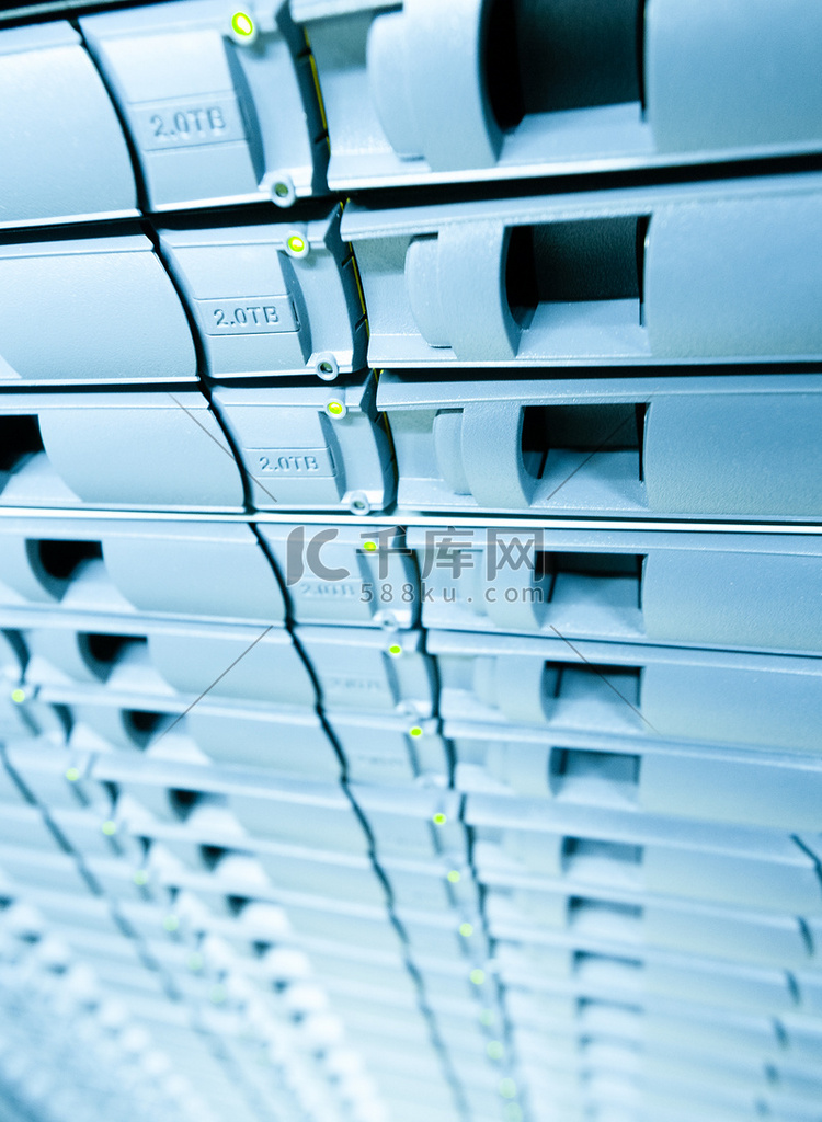服务器磁盘存储抽象蓝色背景。高清摄影大图-千库网