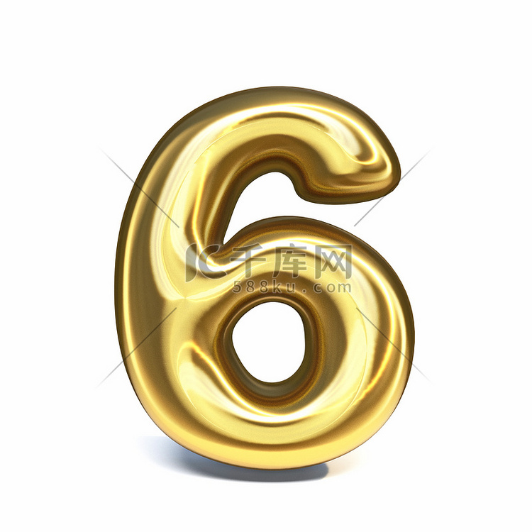 金色字体数字 6 六 3D高清摄影大图-千库网