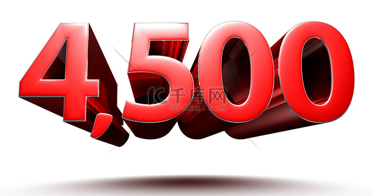3D 插图 4500 红色隔离在带有剪切路径的白色背景上。高清摄影大图-千库网