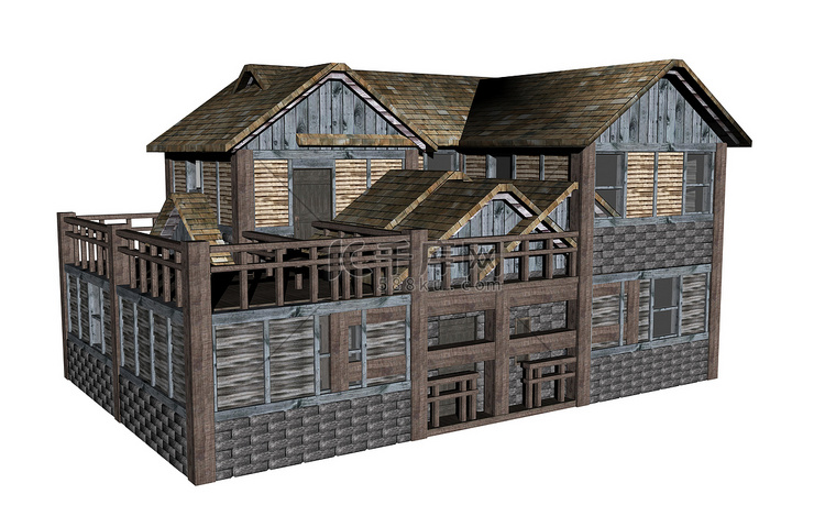 有芦苇屋顶的古色古香的石头农舍高清摄影大图-千库网