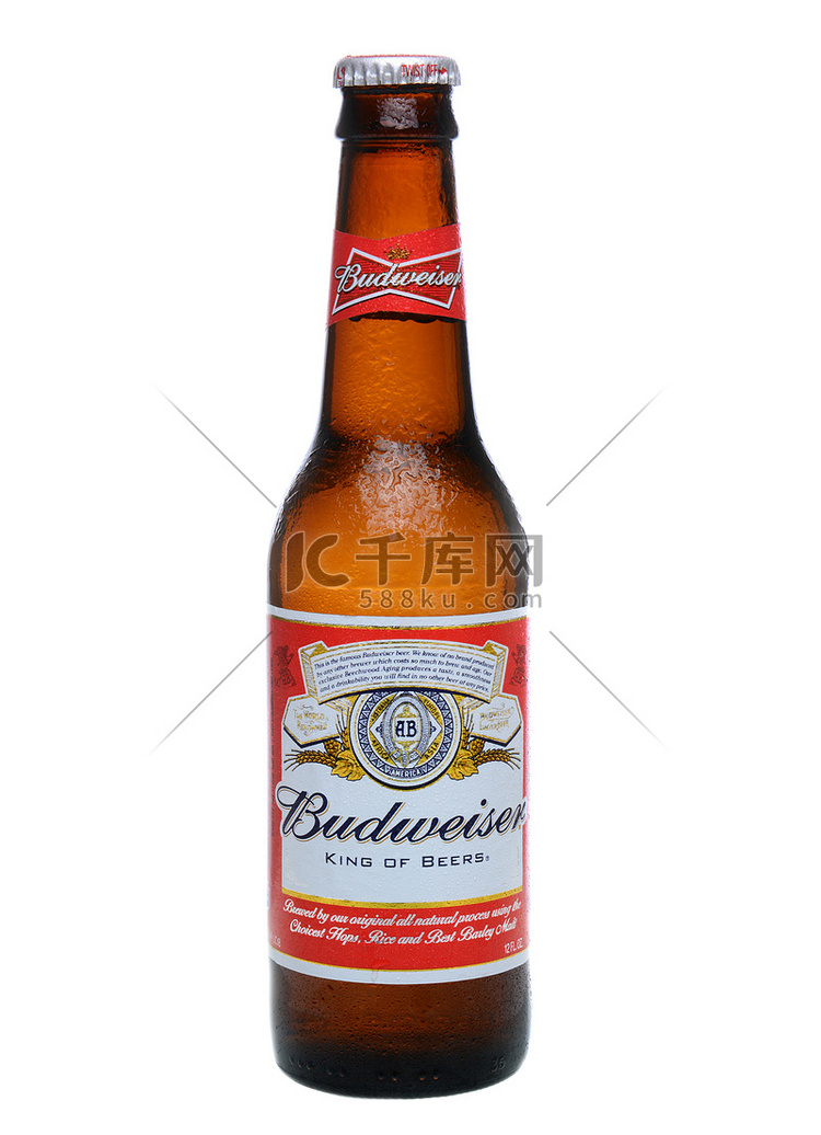 带冷凝的单瓶百威啤酒高清摄影大图-千库网