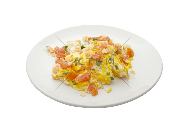 虾和番茄煎蛋卷高清摄影大图-千库网