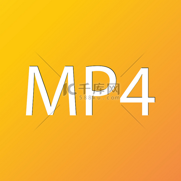 Mpeg4 视频格式图标符号平面现代网页设计与长长的阴影和空间为您的文本。高清摄影大图-千库网