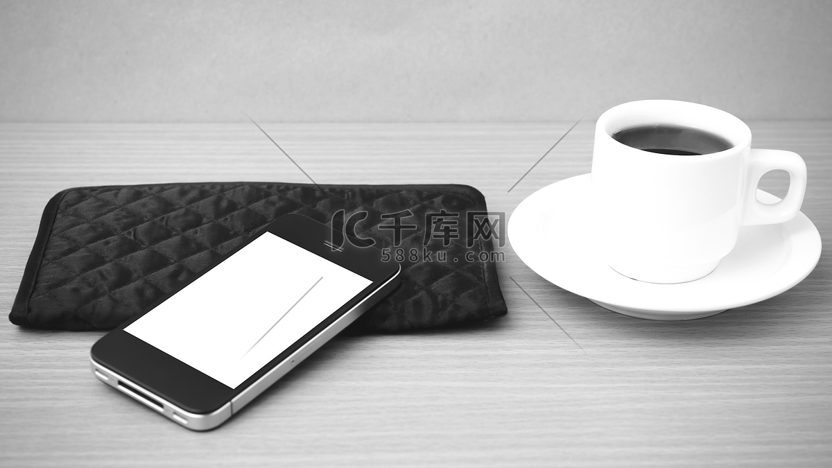 咖啡杯、手机和钱包高清摄影大图-千库网
