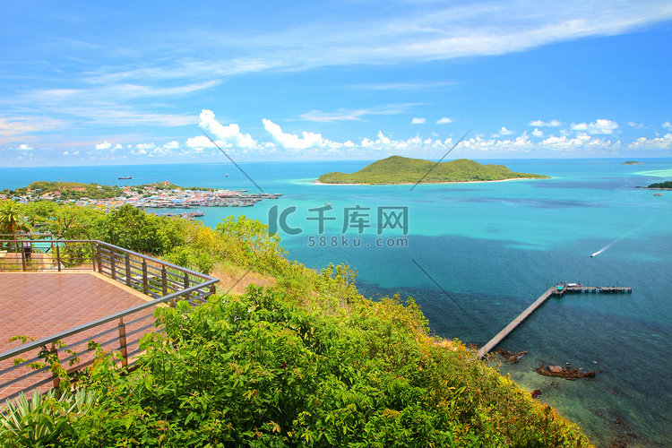Khao Ma Cho 码头 Samaesan Island Chon 美丽的蓝色海景高清摄影大图-千库网