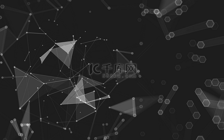 抽象多边形空间低聚深色背景，3d 渲染高清摄影大图-千库网