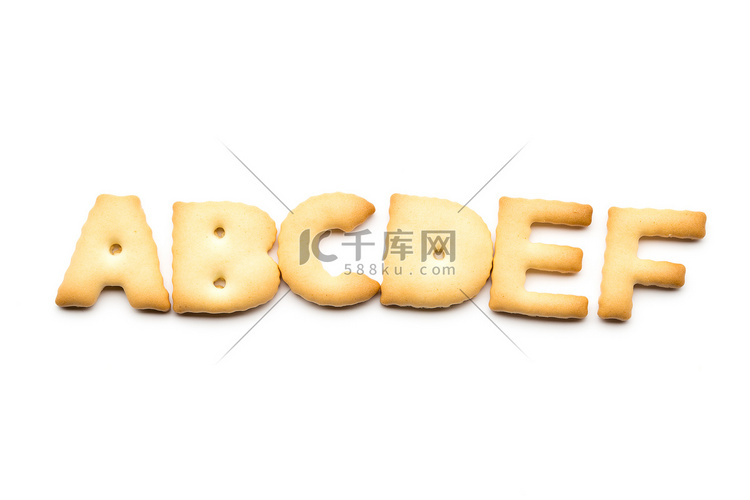 孤立在白色背景上的字母 ABCDEF 饼干高清摄影大图-千库网
