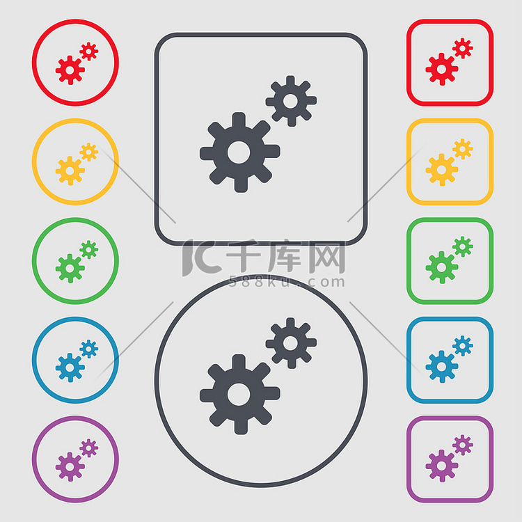 齿轮设置，齿轮齿轮机构图标标志。高清摄影大图-千库网