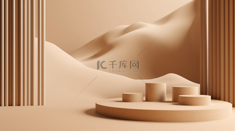 产品展示台在沙子上米色背景极简主义背景图片免费下载_海报banner/高清大图_千库网(图片编号6429344)