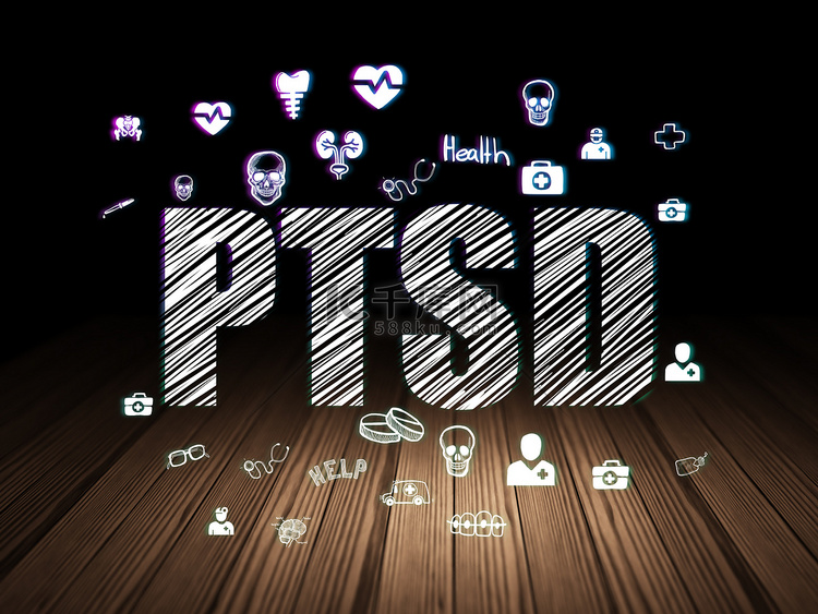 医疗保健概念：垃圾暗室中的 PTSD高清摄影大图-千库网