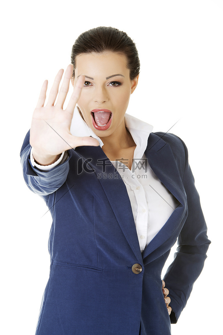 做停车牌的严肃的女商人高清摄影大图-千库网