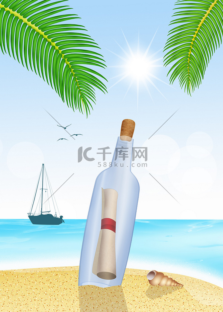 瓶子里的消息高清摄影大图-千库网