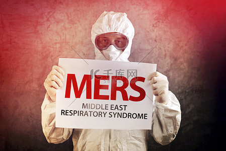 拿着 MERS 横幅的医学科学家高清摄影大图-千库网