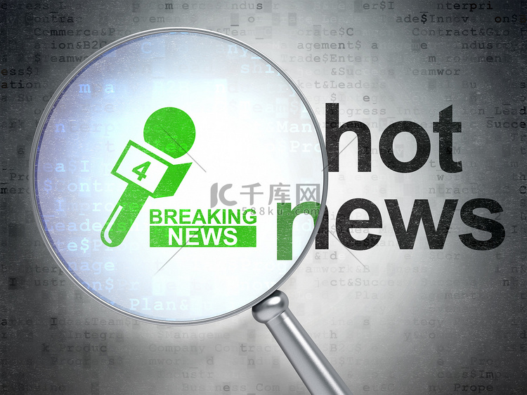 新闻概念：突发新闻与麦克风和热点新闻与光学玻璃高清摄影大图-千库网