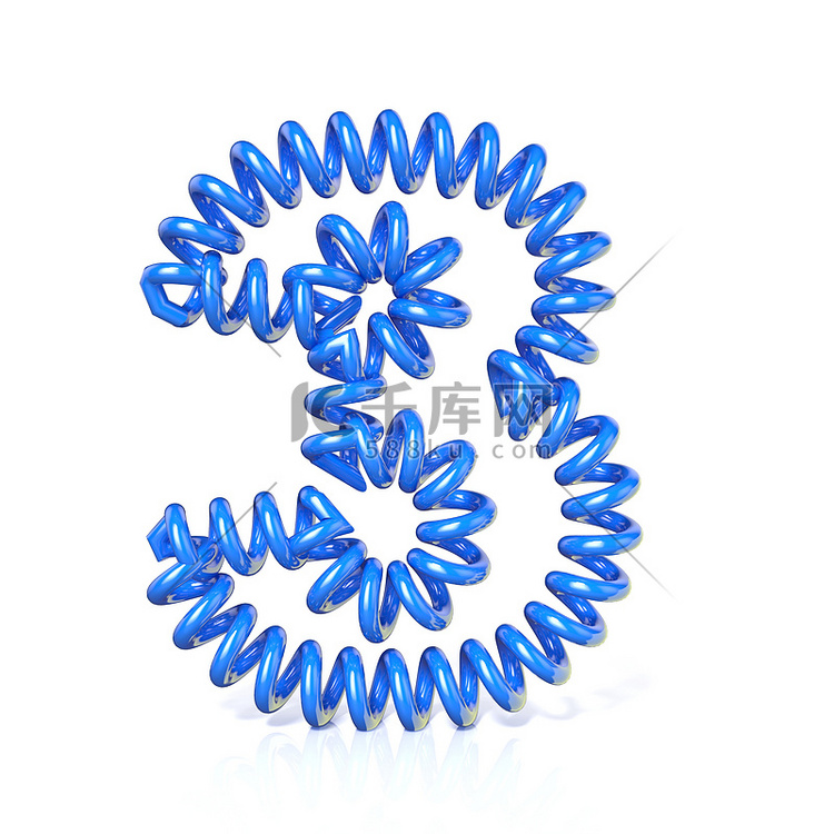 弹簧，螺旋电缆数量三 3 3D高清摄影大图-千库网