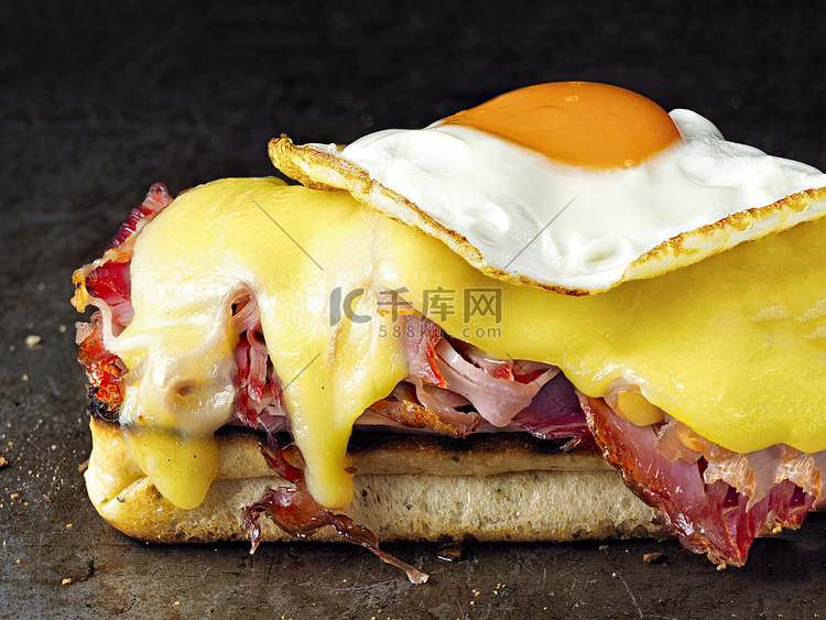 质朴的法国三明治 croque 女士高清摄影大图-千库网