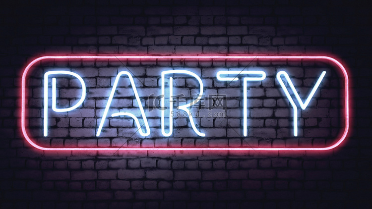 霓虹灯派对标志高清摄影大图-千库网