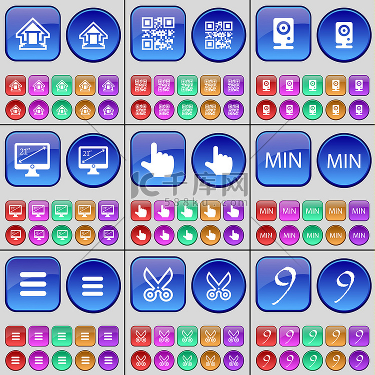 房屋、二维码、扬声器、显示器、手、最小值、应用程序、剪刀、九。高清摄影大图-千库网