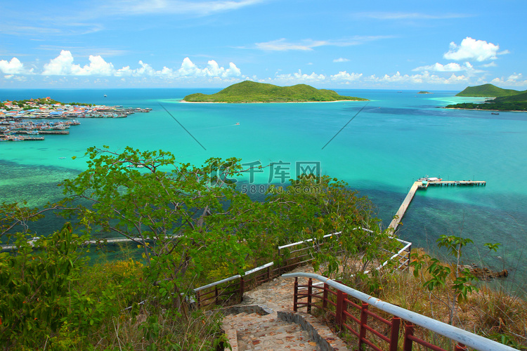 Khao Ma Cho 码头 Samaesan Island Chon 美丽的蓝色海景高清摄影大图-千库网