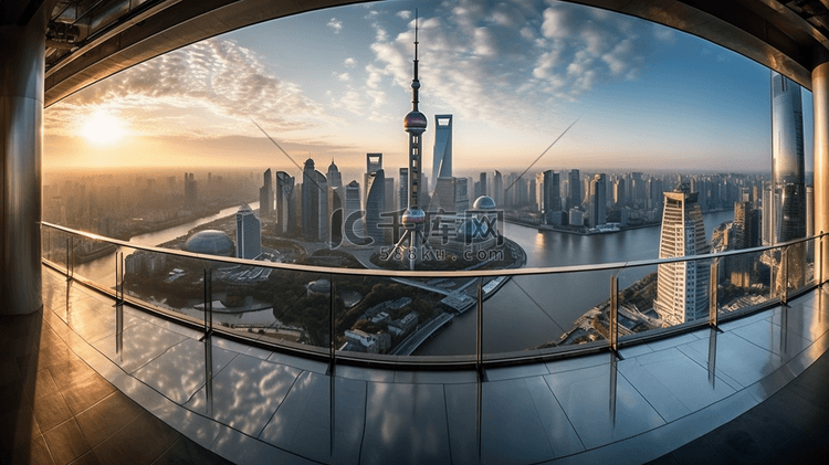 上海陆家嘴与外白渡桥高清摄影大图-千库网