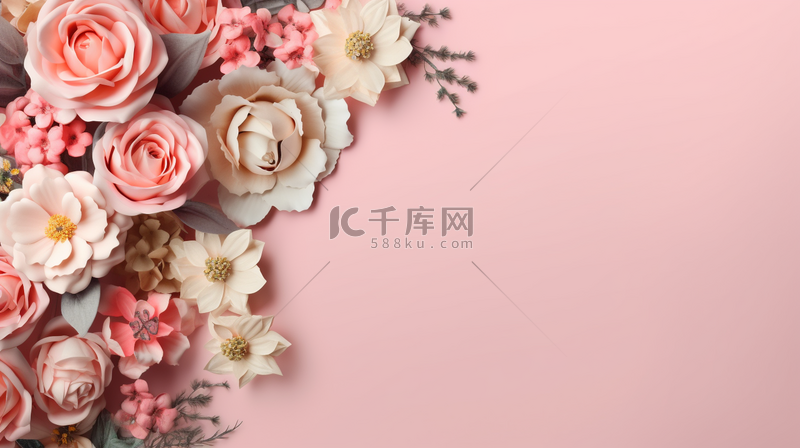 美丽的花柔和粉色背景下的展示背景图片免费下载_海报banner/高清大图_千库网(图片编号6429413)