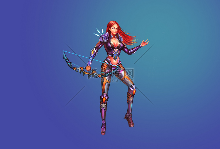 插图：Light Hunter - 特遣队队长 - 蓝色背景。高清摄影大图-千库网