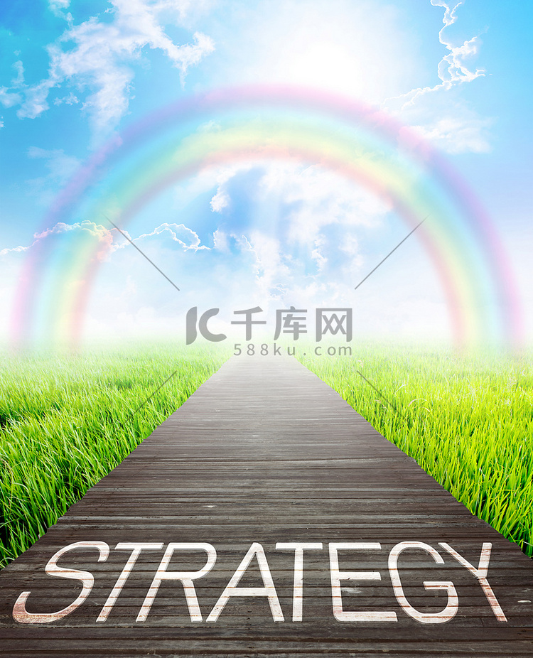 木桥和景观背景与策略词高清摄影大图-千库网