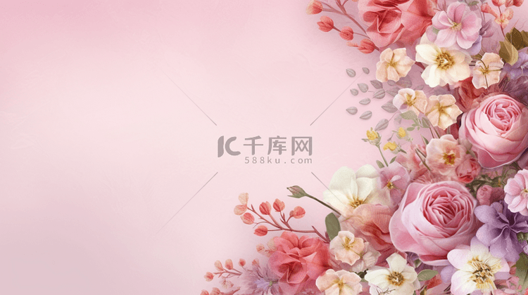 美丽的花柔和粉色背景下的展示背景图片免费下载_海报banner/高清大图_千库网(图片编号6429410)