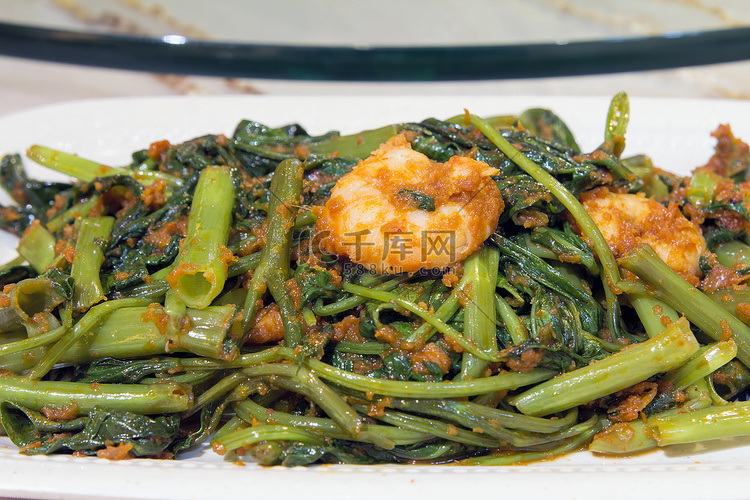 Nonya Kangkung Blachan 大虾特写高清摄影大图-千库网
