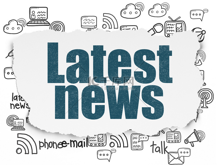 新闻概念： 撕纸背景上的最新消息高清摄影大图-千库网