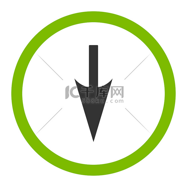 Sharp Down Arrow flat eco green and grey colors rounded raster icon高清摄影 ...