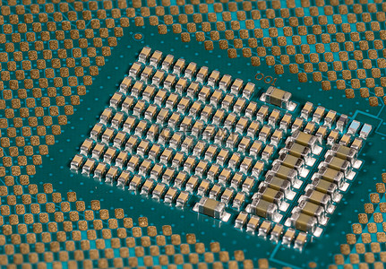 带有组件和连接的现代 PC 中 CPU 的宏观图像高清摄影大图-千库网