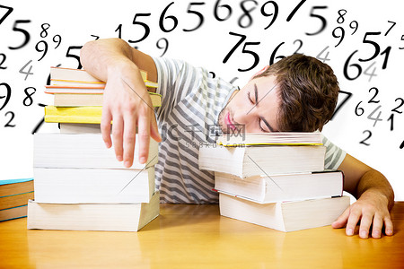 学生在图书馆睡觉的合成图像高清摄影大图-千库网