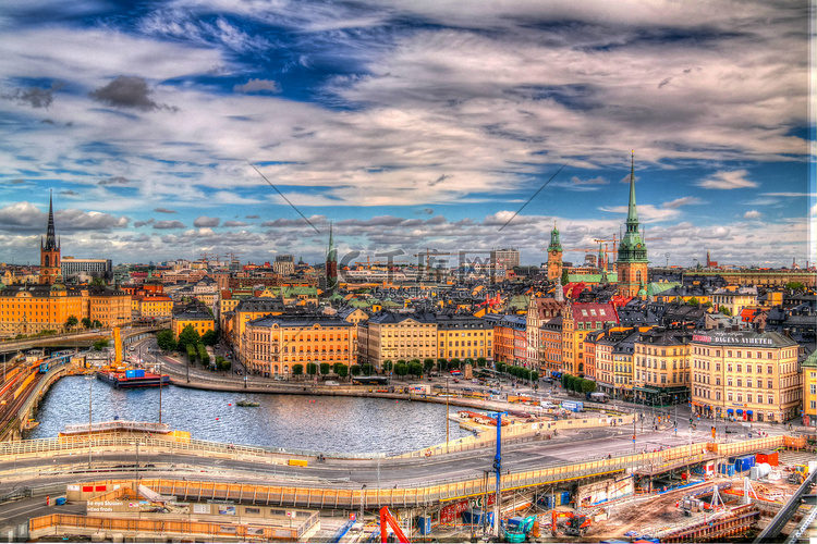 从瑞典 Stokholm 的 Katarina 观点到 Stokholm 的全景鸟瞰图高清摄影大图-千库网