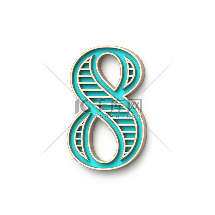 经典老式字体 Number 8 EIGHT 3D高清摄影大图-千库网