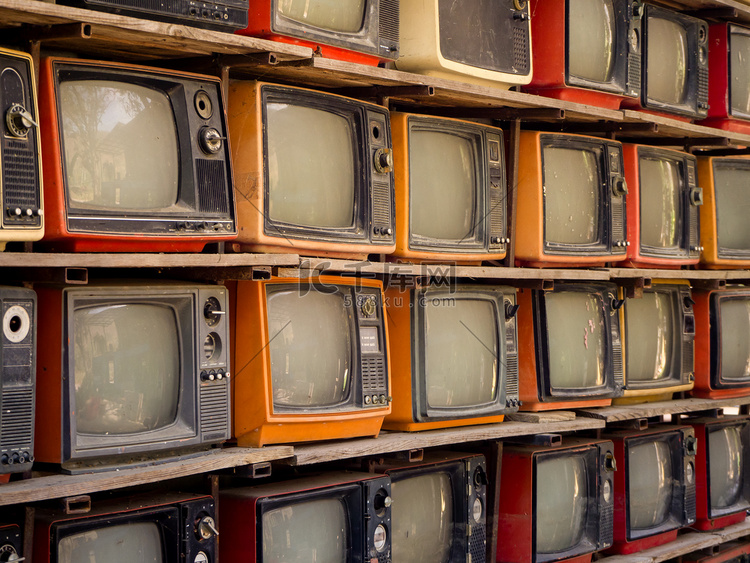 桩旧复古电视背景图案墙高清摄影大图-千库网