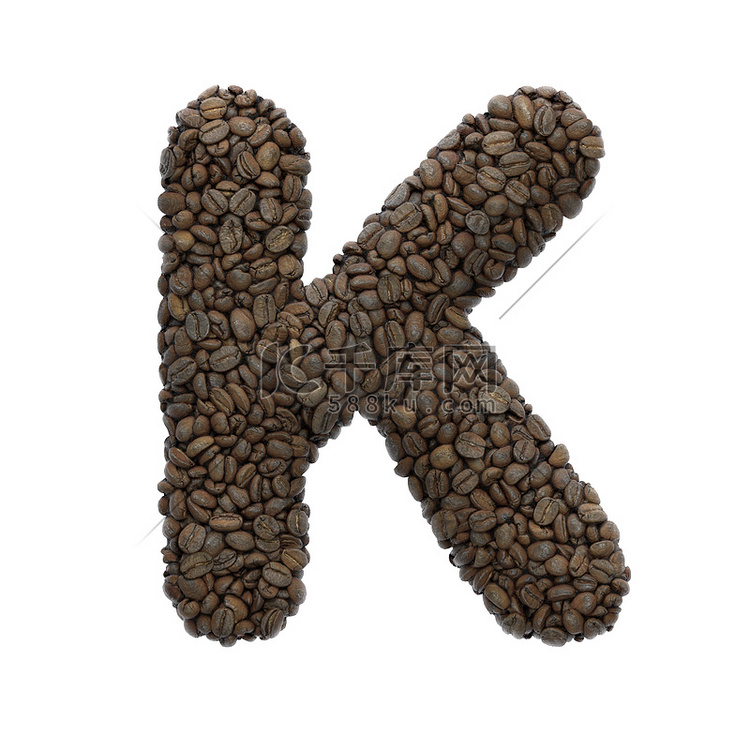 Coffee letter K - Capital 3d roasted beans 字体 - 适用于咖啡、能量或失眠相关科目高清摄影大图-千库网
