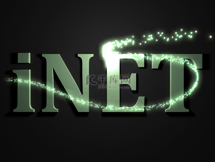 iNET- 带有带火花的发光线的 3d 铭文高清摄影大图-千库网
