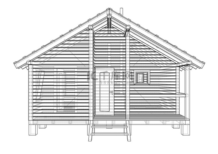 小房子素描高清摄影大图-千库网